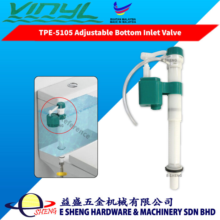 Vinyl 1/2'' PVC TPE-5105 Adjustable Hydraulic Bottom Inlet Flush Valve ...