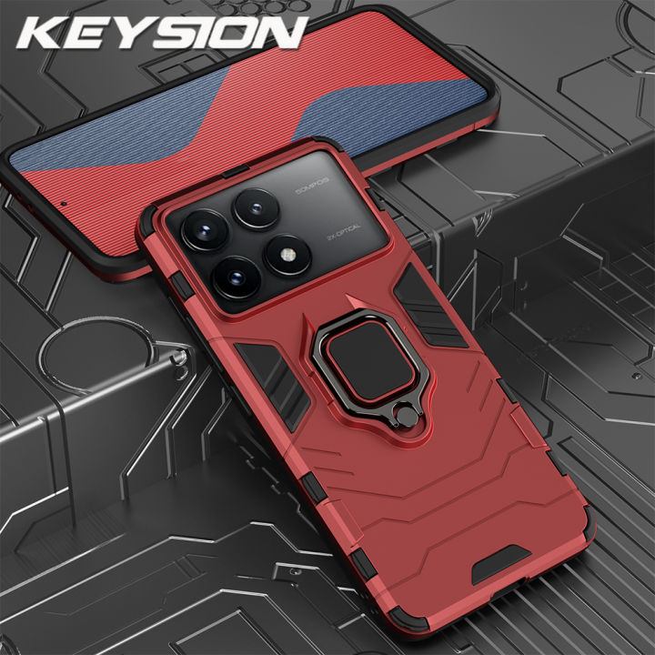 KEYSION Shockproof Armor Case for Xiaomi POCO F6 Pro Soft Silicone+PC ...