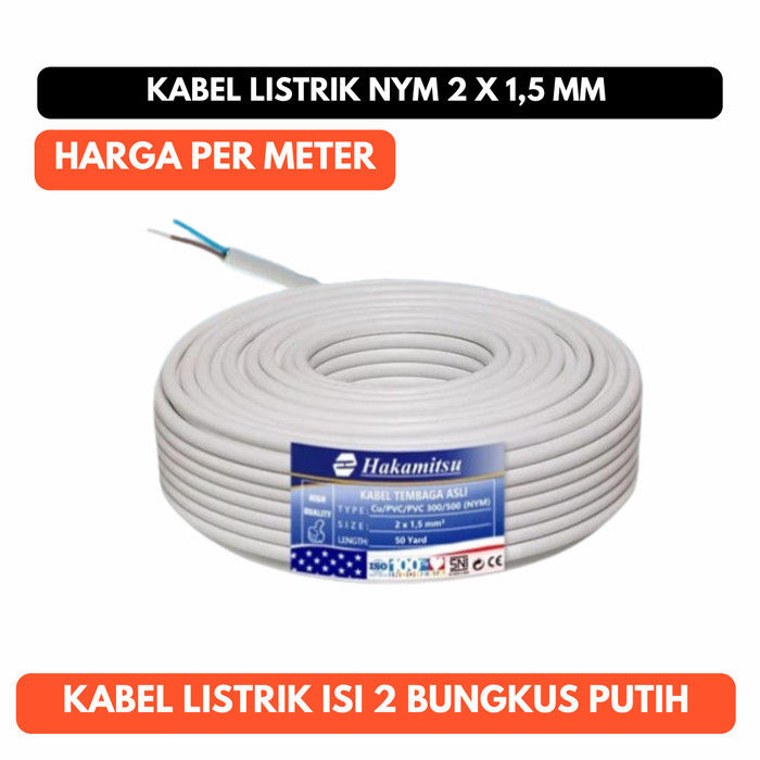 Kabel Engkel Tunggal Isi 2 Listrik NYM Ukuran 1,5mm 1.5mm Tembaga SNI | Lazada Indonesia