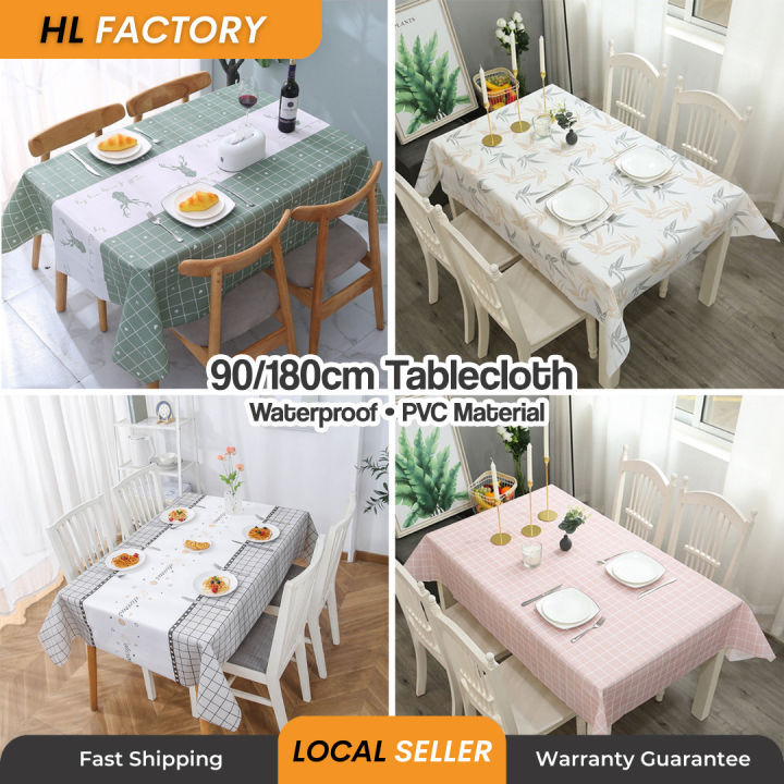 HLFACTORY Waterproof Plastic Table Cloth Cover Fashion PVC Grid Printed ...