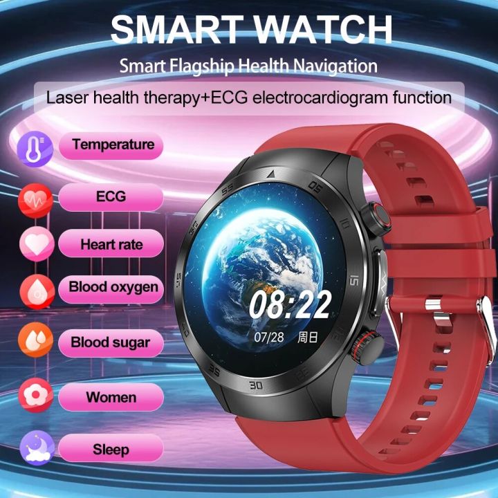ECG Health Smartwatch with Laser Therapy - AMOLED Screen, IP68 Waterproof, Multi-Dimensional ...