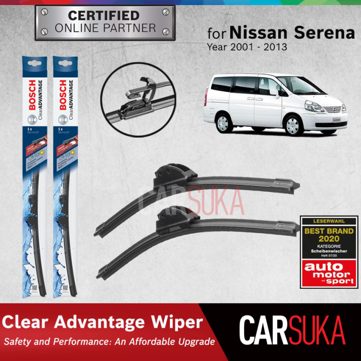Bosch Clear Advantage U Hook Wiper Set for Nissan Serena C24 (BCA26"/BCA14") | Lazada