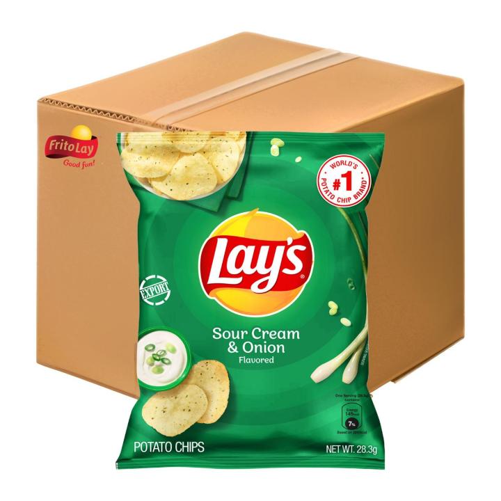 Lay's Sour Cream and Onion Potato Chips Snacks 28.3g (Carton of 50 ...