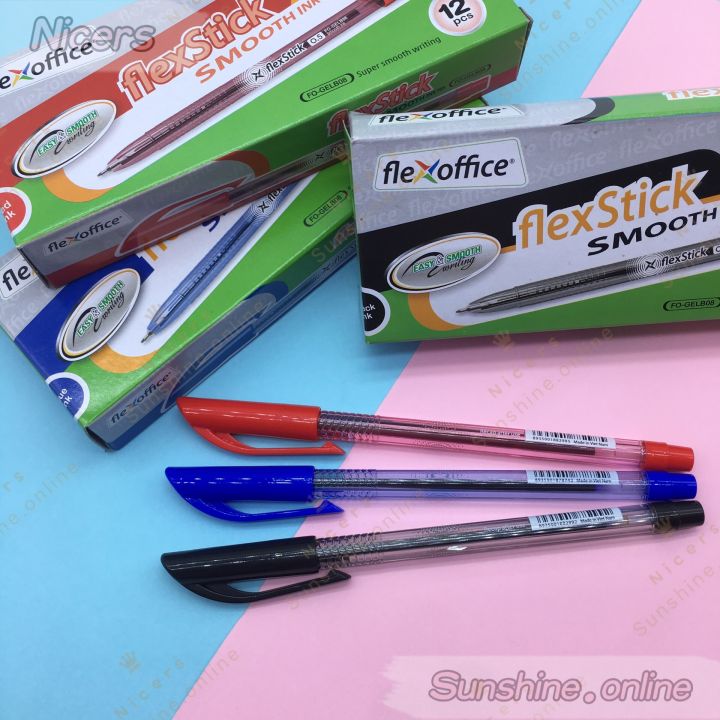 12pcs 0.5/0.7mm original Flexoffice flexstick smooth ink pen ballpen ...