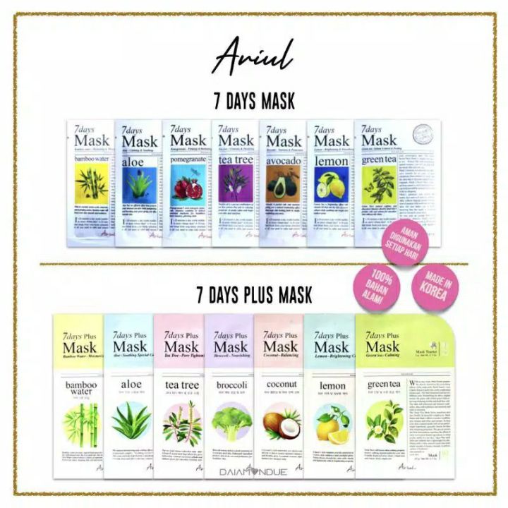 Made in Korea ARIUL 7 Days Mask Sheet / Plus (1 lembar) | Lazada Indonesia