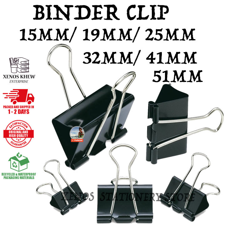 HIGH QUALITY BINDER CLIP 15MM/ 19MM/ 25MM/ 32MM/ 41MM/ 51MM [1 DOZ ...