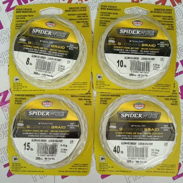 300yards Spiderwire Stealth Braid GLOW-VIS GREEN Braid Tali Benang | Lazada