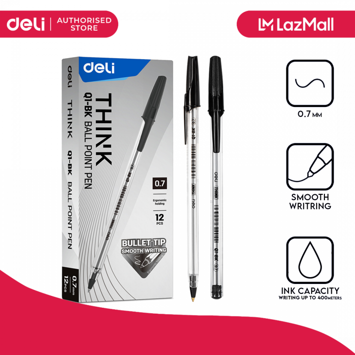 Deli Q1-BK Think 0.7mm Bullet Tip Ball Point Pen [79Q1-BK] | Lazada PH