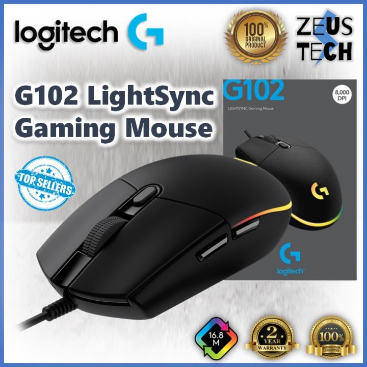 Logitech G102 LightSync Gaming Mouse Black USB Wired with Customizable RGB Lighting/6 ...