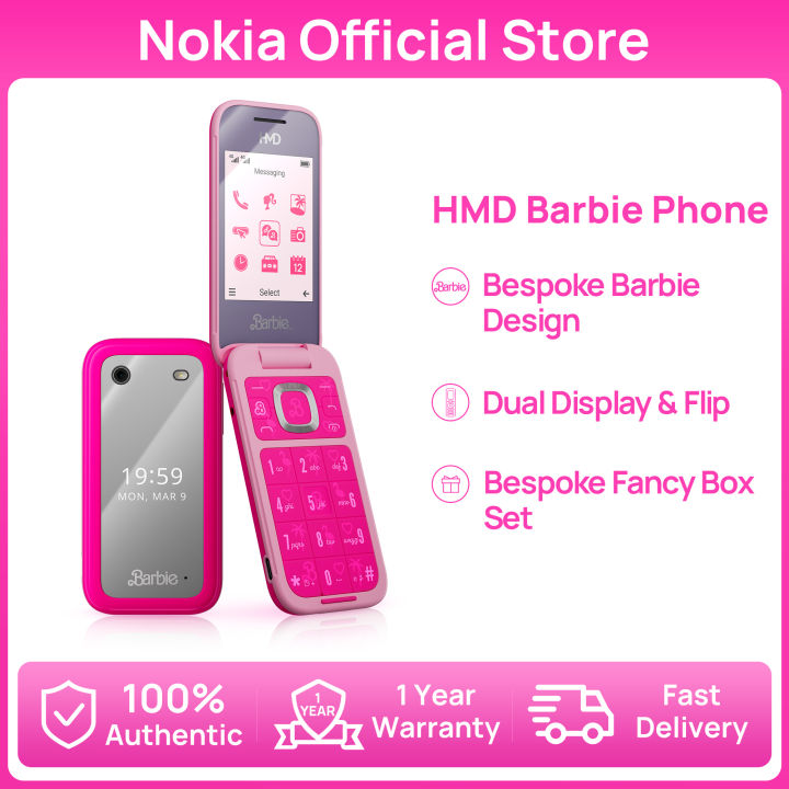 【Official Store】HMD Barbie 4G Flip Phone Fancy Pink Box Bespoke Barbie ...