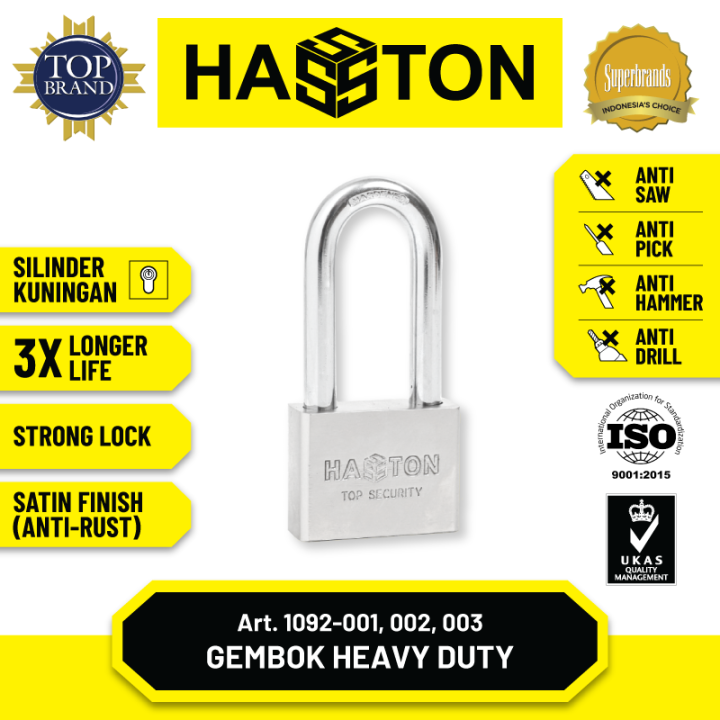 Hasston Gembok Satin Leher Panjang / Heavy Duty Padlock (1092) | Lazada ...