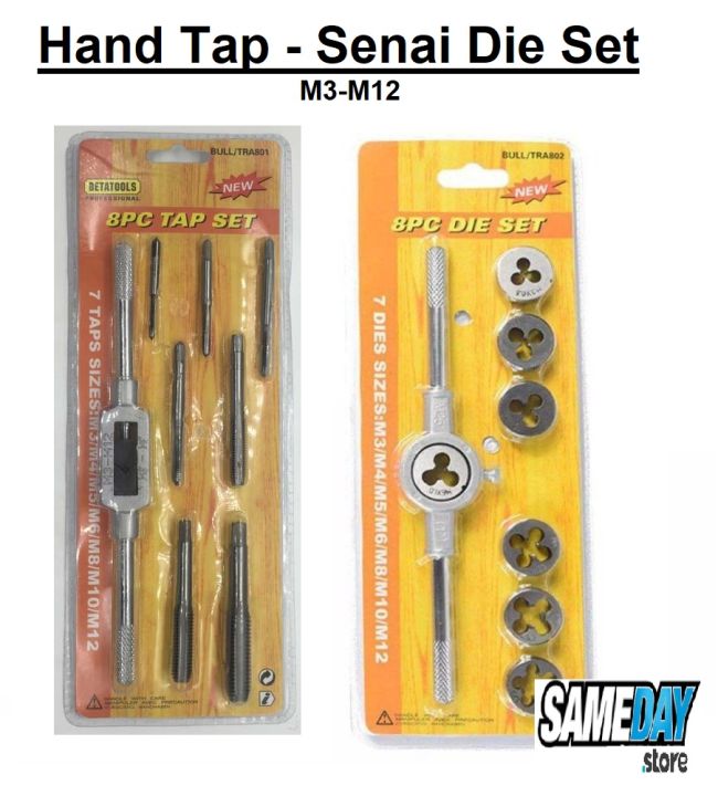 Hand Tap Set plus Gagang - Senai Snei Die Set - Snai Pembuat Drat Dalam Luar Ulir Handtap M3-M12 ...