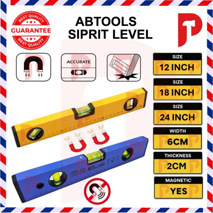 Magnetic Spirit Level Water Level Ruler Measuring Tool / Pengukur Rata ...