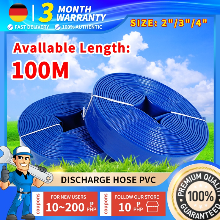 2” 3” 4” 100M Duct Flat Blue Hose Discharge Submersible Water Pump ...