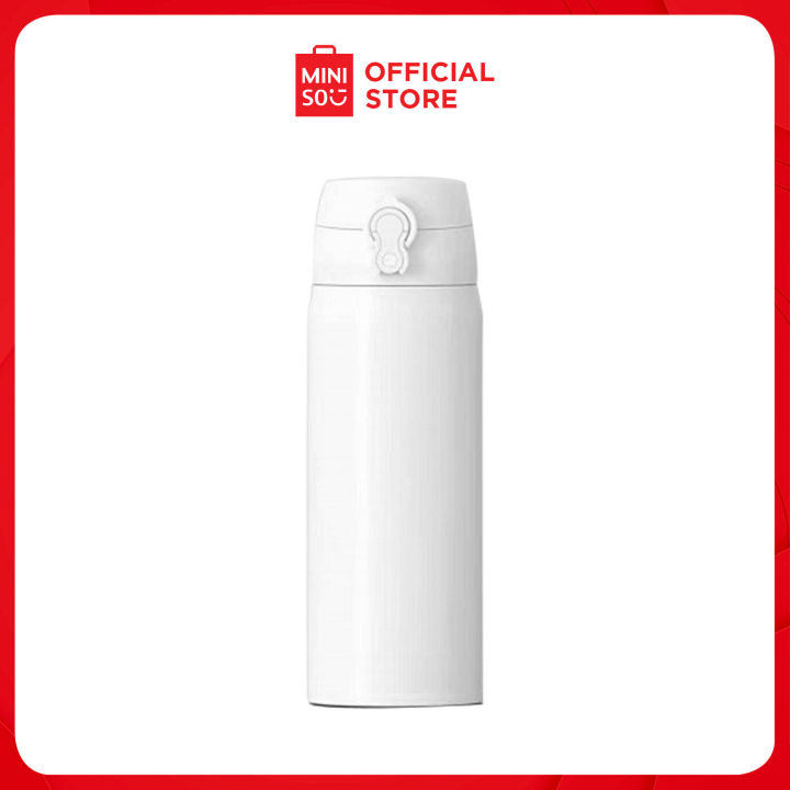 MINISO Classic Insulated Bottle with Auto Flip Lid (450mL, White ...