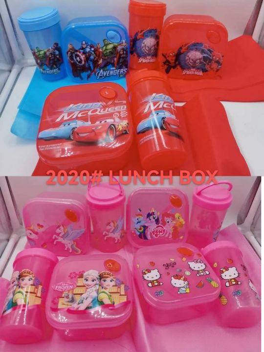 NEW ! LUNCH BOX FOR KIDS CAR-TOON CHARACTER SET GIRL&BOY PLASTIC GOOD ...