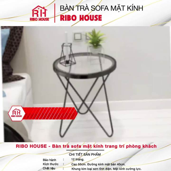Bàn trà mặt kính RIBO HOUSE, kệ tab sofa khung kim loại sơn tĩnh điện ...