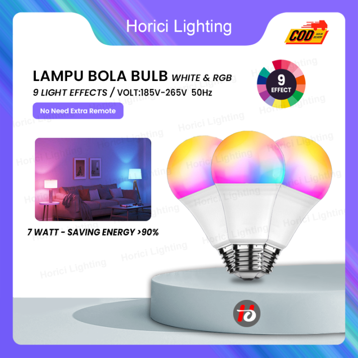 Horici RGB E27 7W Lampu Bola / Lampu Kendal Jarak Jauh RGB / RGB Warna ...