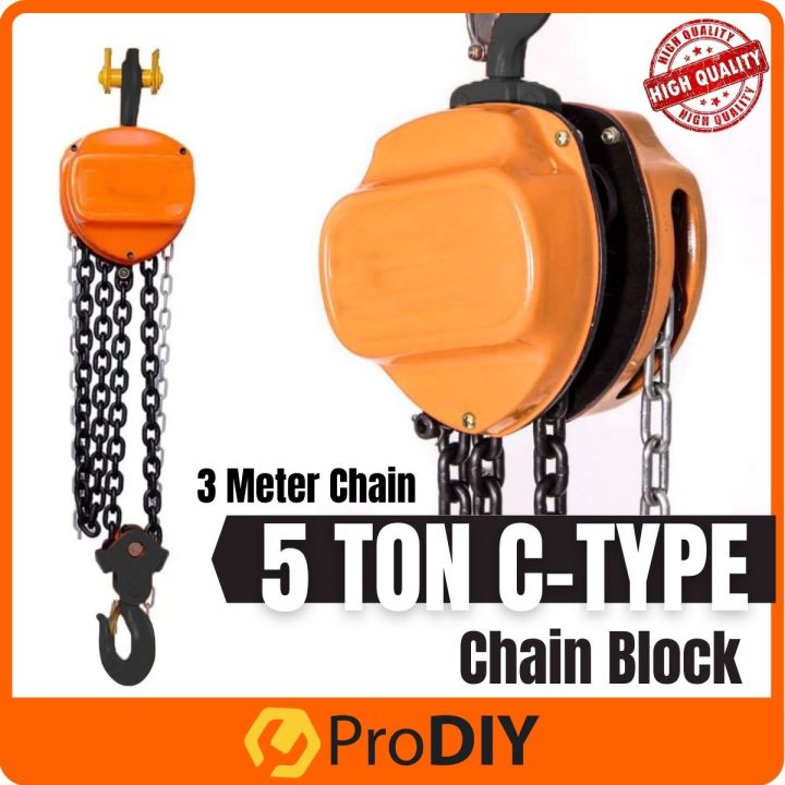 [ 5 TON X 3 METER ] Heavy Duty Chain Block Lifting Block Chain Hoist ...