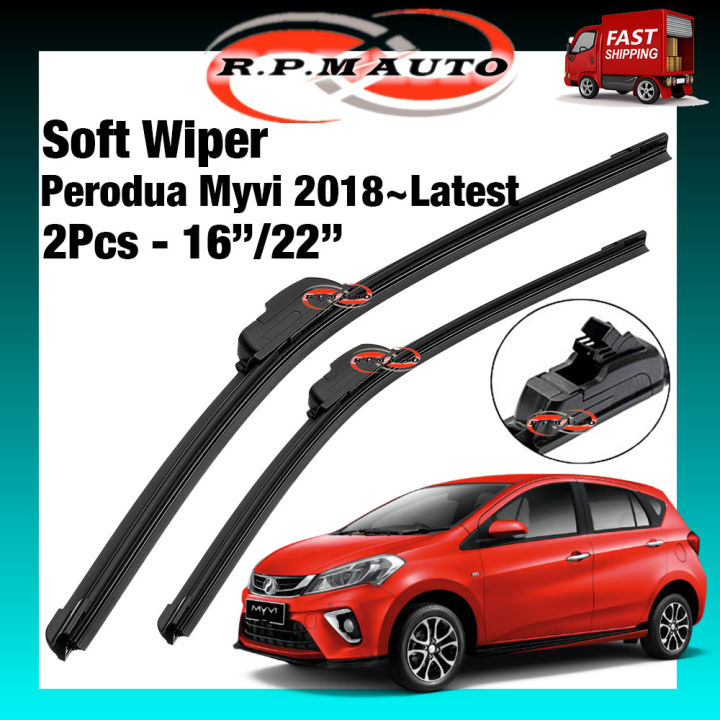 1 Pair Soft Wiper Rubber High Quality - Perodua Myvi 2018-2021 22''/16 ...