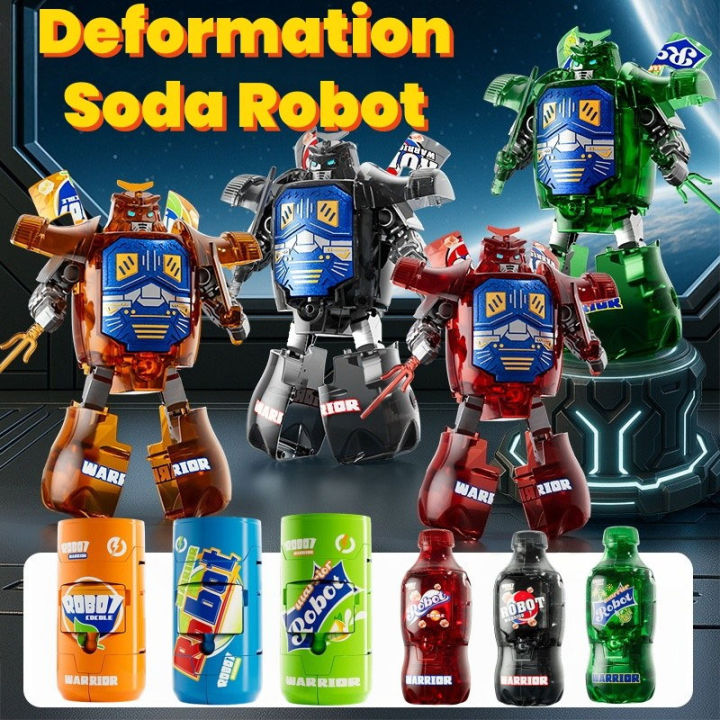 Transformer Robot Toy Beverage Bottle Soda Conversion Machine Bottle ...