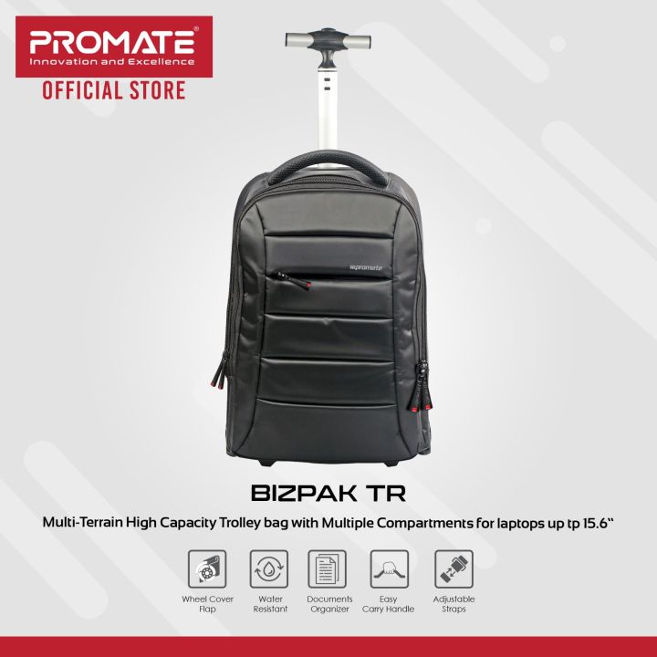 Promate BizPak-TR High Volume Heavy Duty Trolley Bag for Laptops up to ...