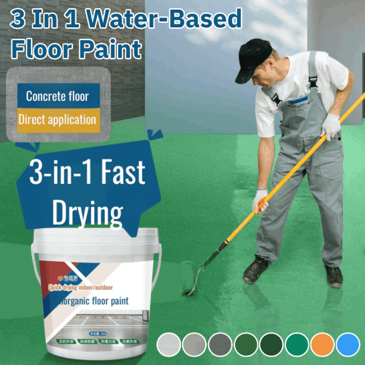 3 In 1 Water-Based Floor Paint Wear-Resistant Waterproof Coating Cement ...