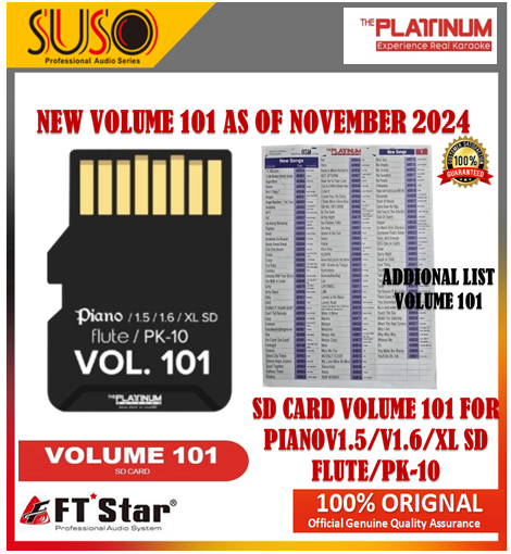 FT STAR(SUSO) Platinum Karaoke Volume 101 SD Card for Piano / V1.5/V1.6 ...