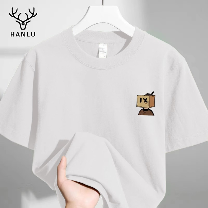 Hanlu เสื้อยืดผู้ชายฤดูร้อนลำลองพิมพ์ลายหัวกล่องระบายอากาศน้ำหนักเบา ...