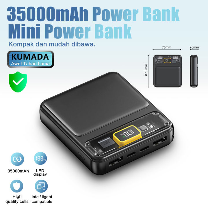 【KUMADA】 Power Bank Original Powerbank Mini 38000mAh Power Bank Terbaik ...