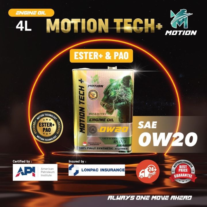 MOTION 0W20 Ester PAO API SP Formulated Fully-Synthetic Engine Oil 4L ...