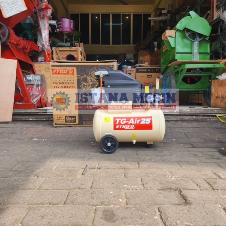 MESIN KOMPRESSOR UDARA ANGIN 1HP LISTRIK PORTABLE TIGER TG AIR 25 ...