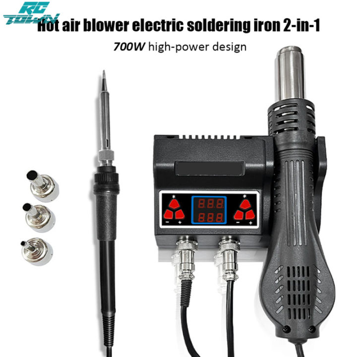 24V Soldering Iron Station 2-in-1, Hot Air Rework Blower And Soldering ...