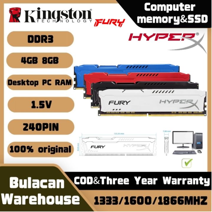 【3 year warranty】Kingston DDR3 RAM 4GB 8GB 1600/1333MHz PC3-12800u 240Pin DIMM Desktop Memory ...