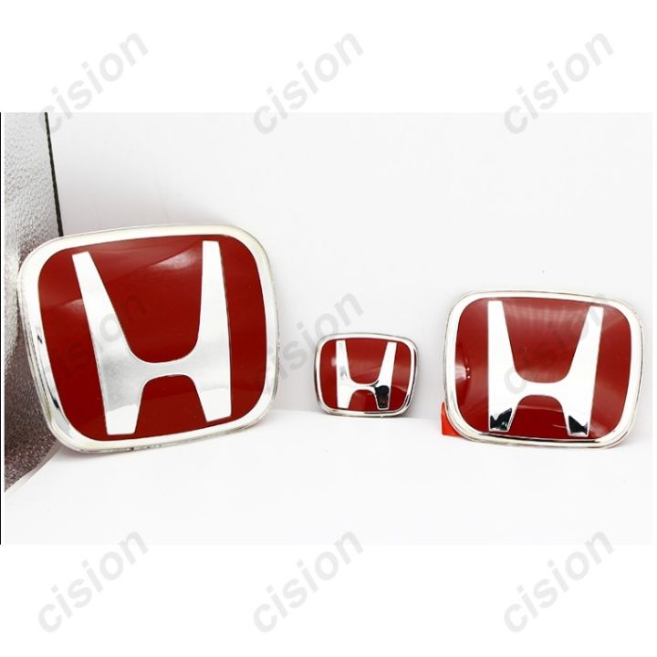 1PC Honda Red Logo 3D Emblem Front Rear Steering Wheel Cover Trim Badge ...