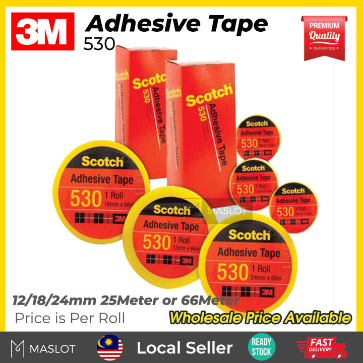 3M Scotch Home & Office 530 Adhesive Tape (12/18/24mm 25M or 66M) | Lazada