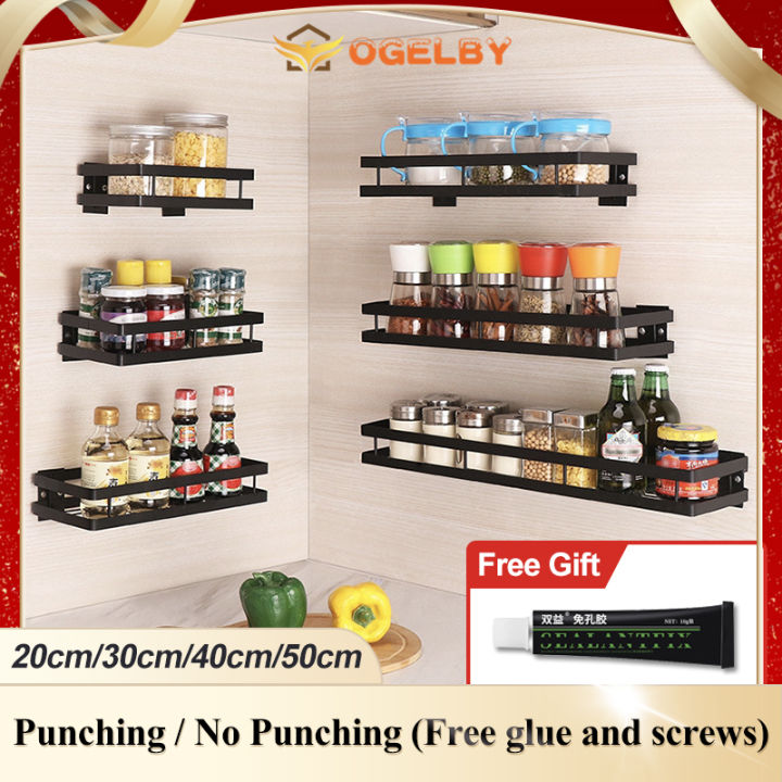 Kitchen Organizer Spice Rack Wall Mounted Basket Condiments Hanging ...