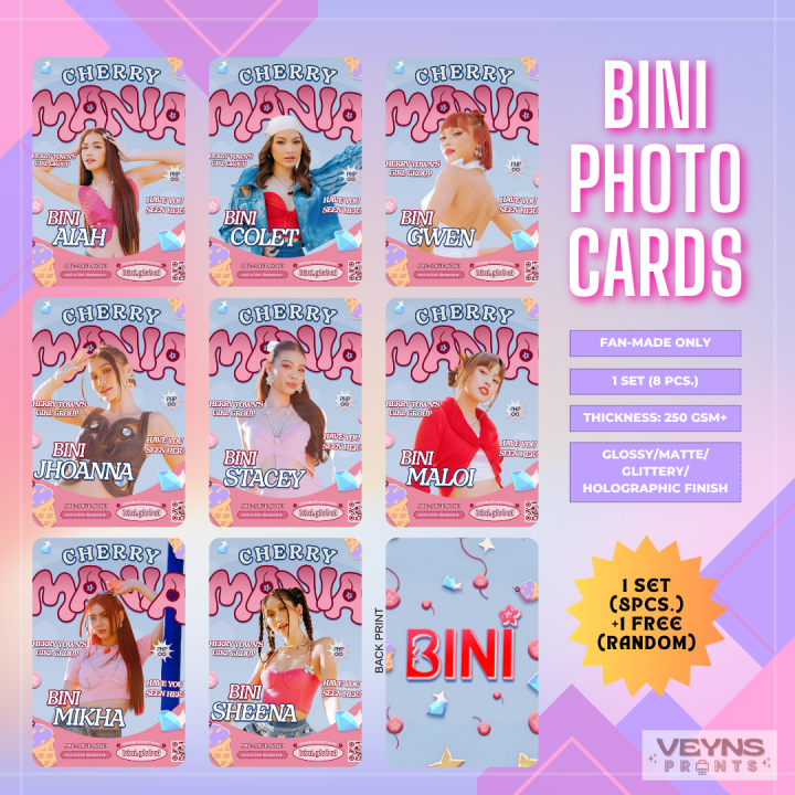 BINI PHOTOCARDS 1 SET (8PCS) +1 FREE * FAN MADE ONLY | Lazada PH