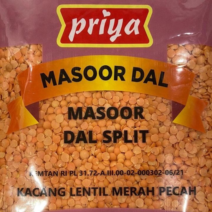 MASOOR DAL SPLIT PRIYA 500G / Kacang Lentil Merah Pecah / Masoor Dal ...