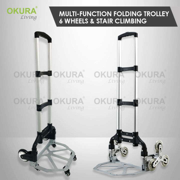 OKURA Foldable Aluminum Alloy Hand Truck Portable Stair Climbing Tri ...