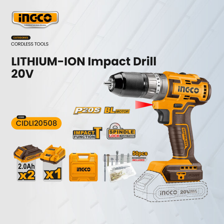 INGCO 20V Lithium-Ion Brushless Impact Drill CIDLI20508 ICPT | Lazada PH