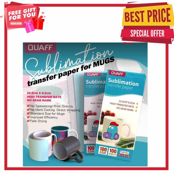QUAFF Sublimation Transfer Paper for MUG (22.5cm x 9.5cm) 100 sheets ...