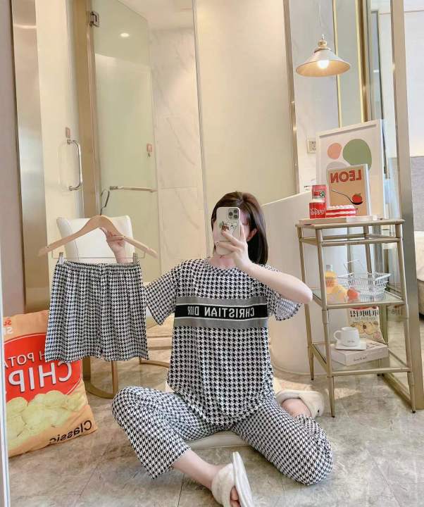 3in1 terno tshirt cotton spandex sleepwear terno short with pajamas set ...