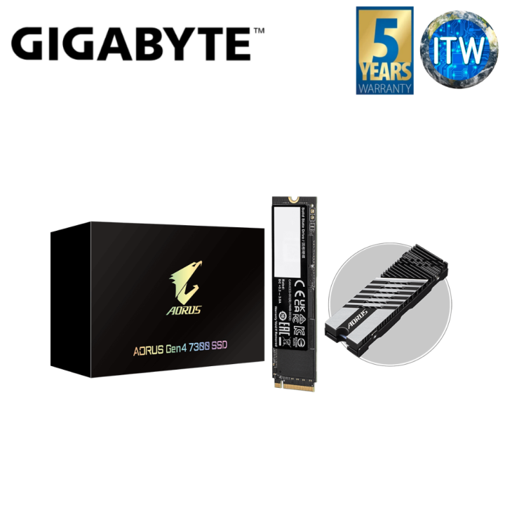 Gigabyte Aorus Gen4 7300 2TB PCIe4.0x4 NVMe 1.4 Internal SSD w ...
