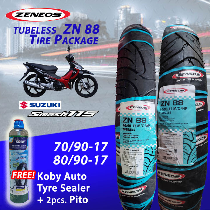 ZENEOS ZN88 Tire Set for Suzuki Smash 115 ( with FREE Koby Tire Sealant ...