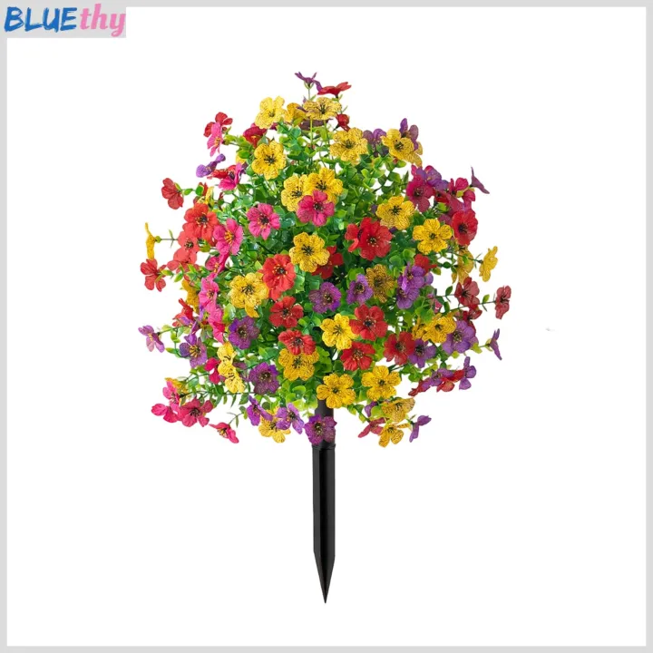 Bluethy Outdoor Flower Bed Decor Faux Flower Shrub 22 Artificial Flower ...