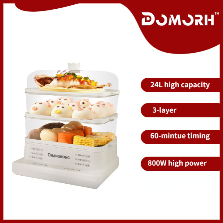 Domorh Electric Food Steamer Steam Pot Cooking Steaming 3 Layer Food