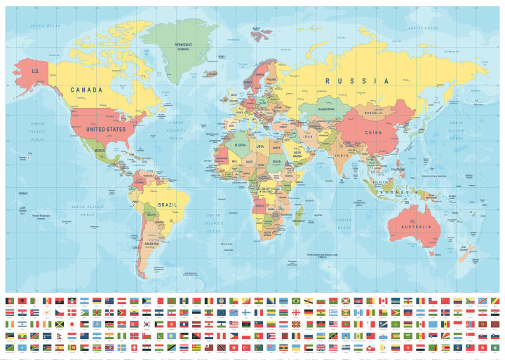 POPULAR World Map Wall Sticker Large Map of The World Poster with ...