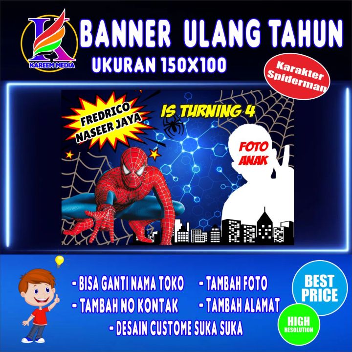 Spanduk Banner Backdrop Ulang Tahun Banner Happy Birthday Custome
