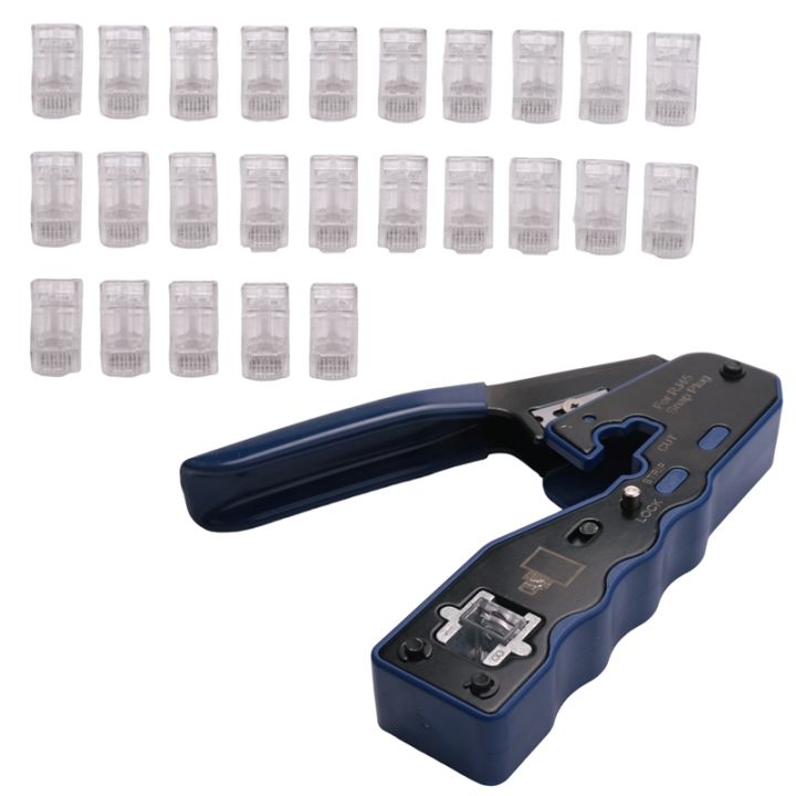 Ethernet RJ45 Pass Through Crimping Tool Bundle with CAT6 RJ45 Pass ...